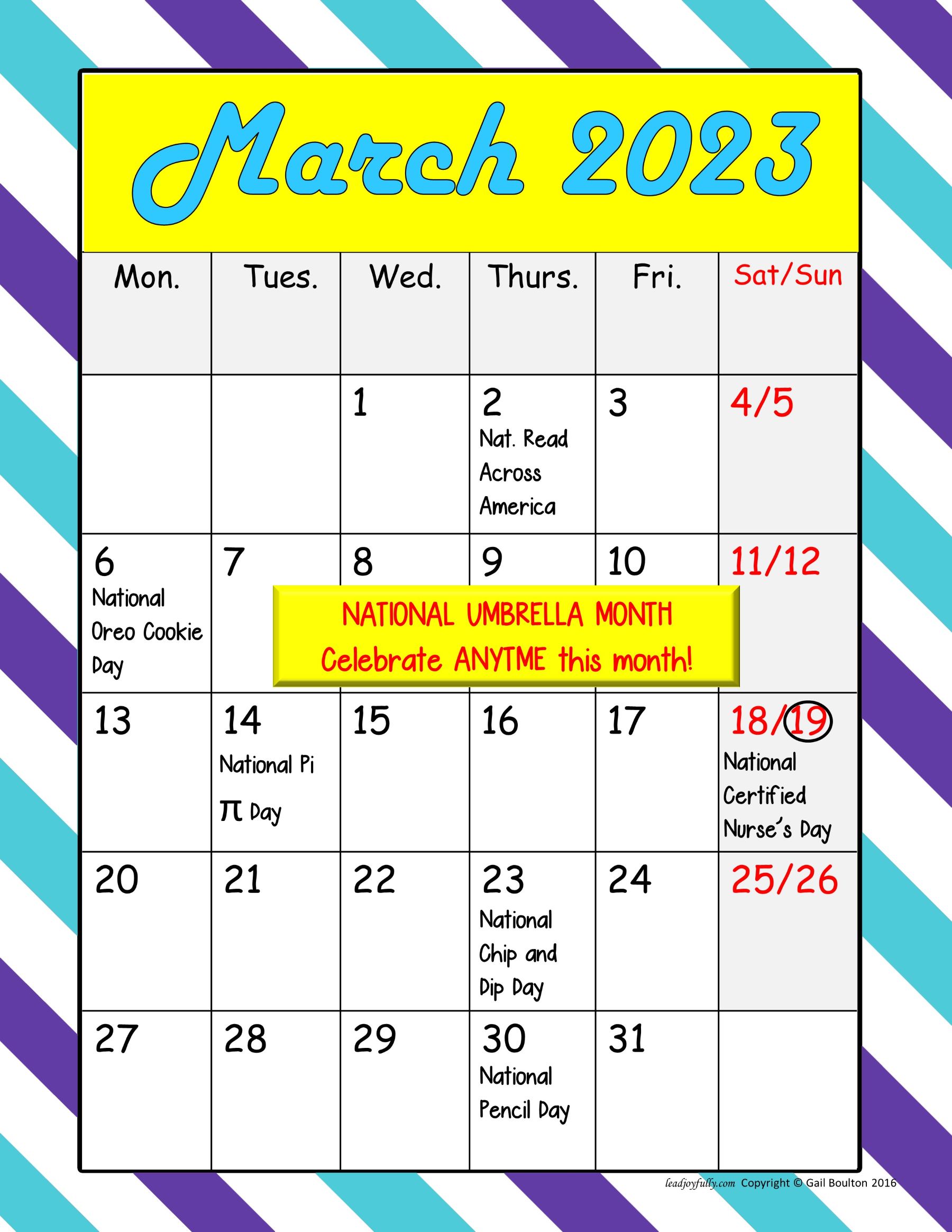 Bizarre and FUN National Holidays to Celebrate your Staff (MARCH BUNDLE ...