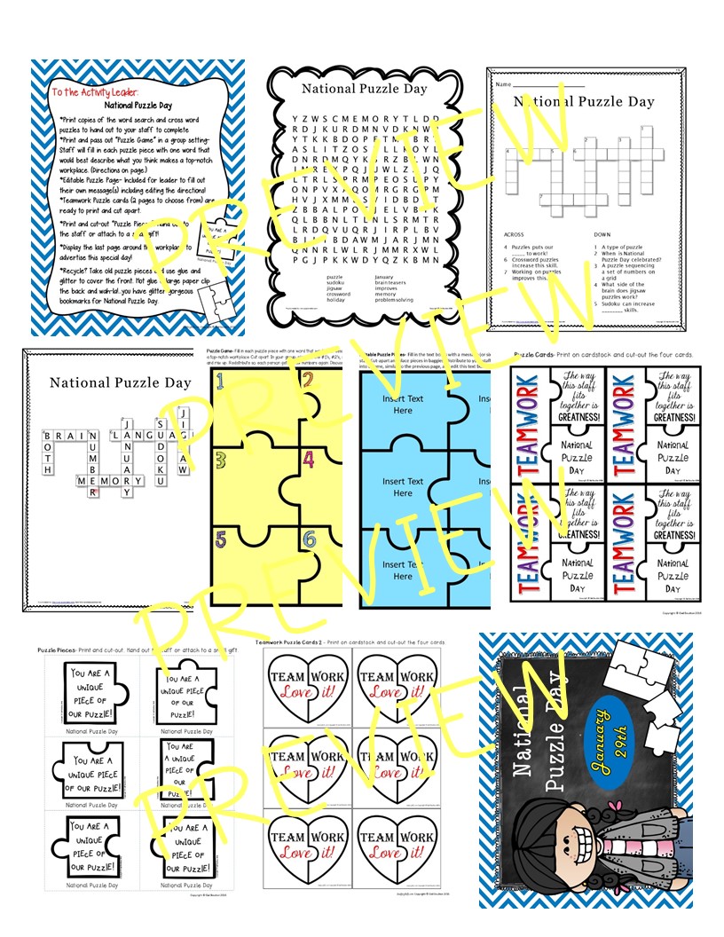 National Puzzle Day January 29th 