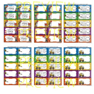 Visitor Welcome Cards for Principals or Teachers- (Construction Theme ...