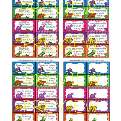 Visitor Welcome Cards for Principals or Teachers- (Dinosaur Theme ...