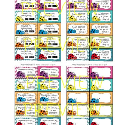 Visitor Welcome Cards for Principals or Teachers- (Ladybug Theme ...