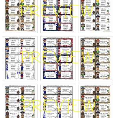 Visitor Welcome Cards for Principals or Teachers- (Pirate/Nautical ...