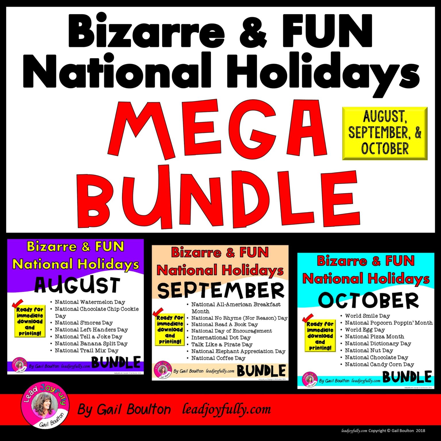 Bizarre and FUN National Holidays MEGA BUNDLE (August, September ...