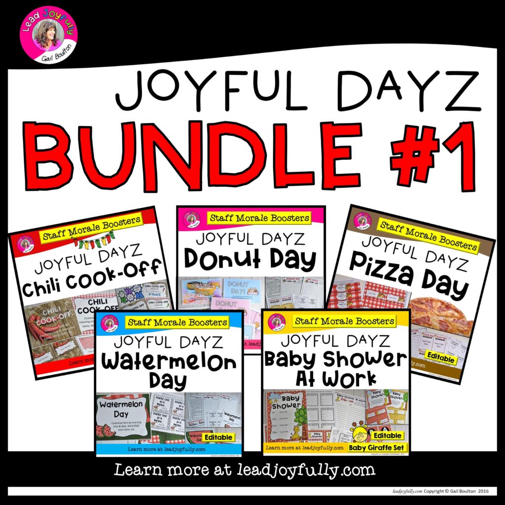 “JOYFUL DAYZ” (Five Staff Morale Boosters) BUNDLE #1 | Lead Joyfully