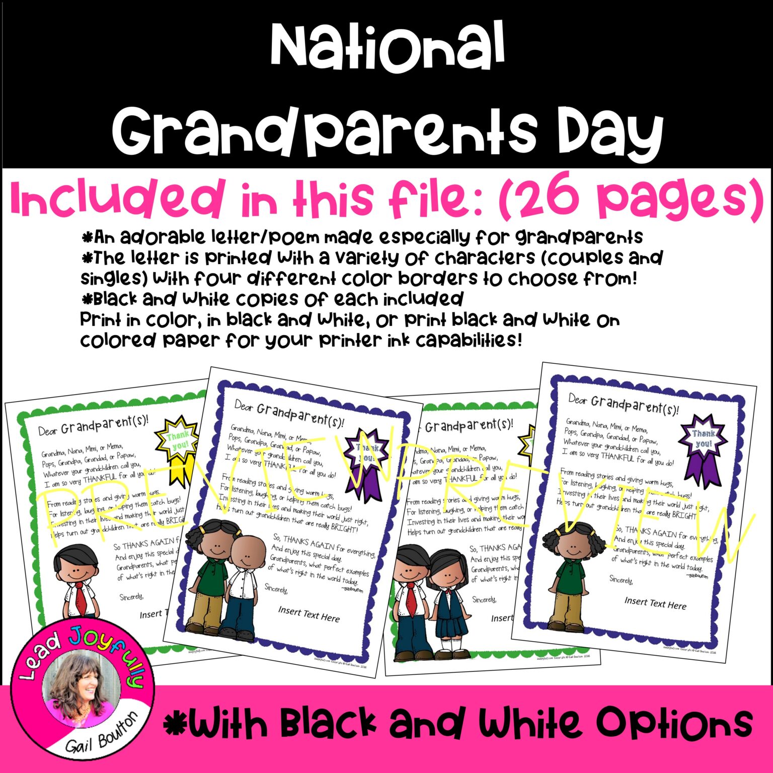 National Grandparents Day: Thank You Letter/Poem (From Principal or ...