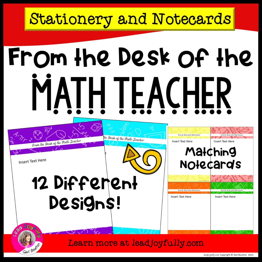 FROM THE DESK OF THE MATH TEACHER: Stationery with Matching Note Cards ...