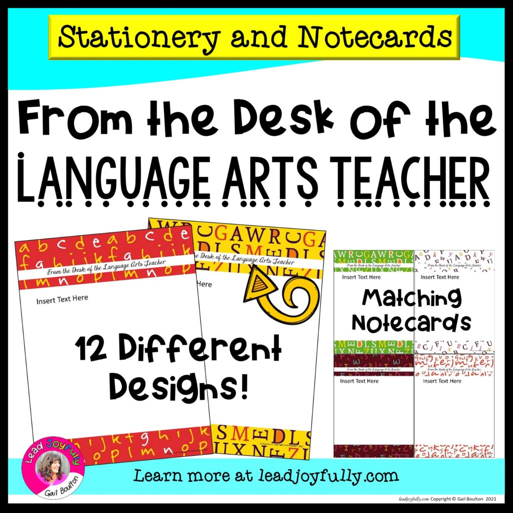 FROM THE DESK OF THE LANGUAGE ARTS TEACHER: Stationery with Matching ...