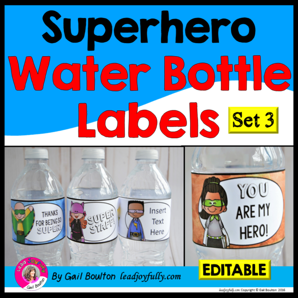 EDITABLE Water Bottle Labels (Robot Theme) | Lead Joyfully
