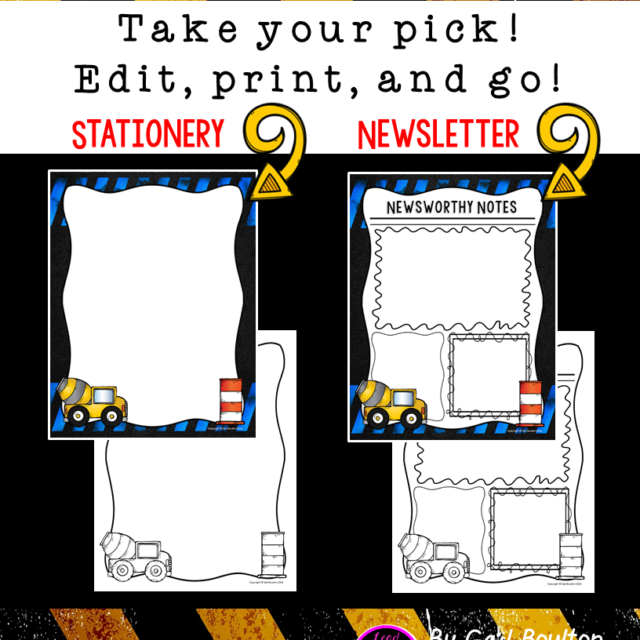 EDITABLE Stationery & Newsletters (Construction Theme) | Lead Joyfully