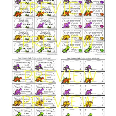 Visitor Welcome Cards for Principals or Teachers- (Dinosaur Theme ...