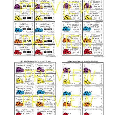 Visitor Welcome Cards for Principals or Teachers- (Ladybug Theme ...