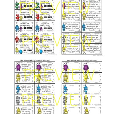 Visitor Welcome Cards for Principals or Teachers- (Robot Theme) | Lead ...