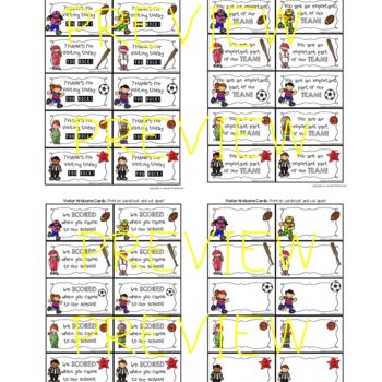 Visitor Welcome Cards for Principals or Teachers- (Sports Theme) | Lead ...