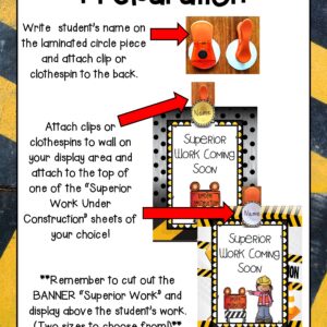Student Work Display with Banner (CONSTRUCTION Theme) | Lead Joyfully
