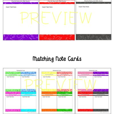 FROM THE DESK OF THE MATH TEACHER: Stationery with Matching Note Cards ...