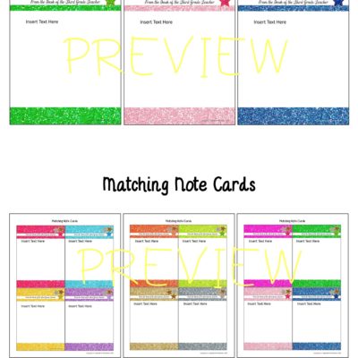 FROM THE DESK OF THE THIRD GRADE TEACHER: Stationery with Matching Note ...