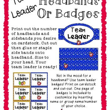 BACK 2 SCHOOL Team Leader Headbands or Badges – Set 6 | Lead Joyfully