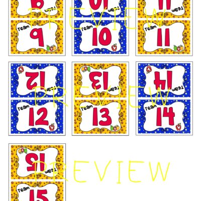 BACK 2 SCHOOL Team or Group Fold-able Table Numbers 1-15 (Set 6) | Lead ...