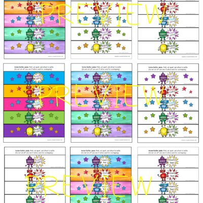 EDITABLE Water Bottle Labels (Robot Theme) | Lead Joyfully