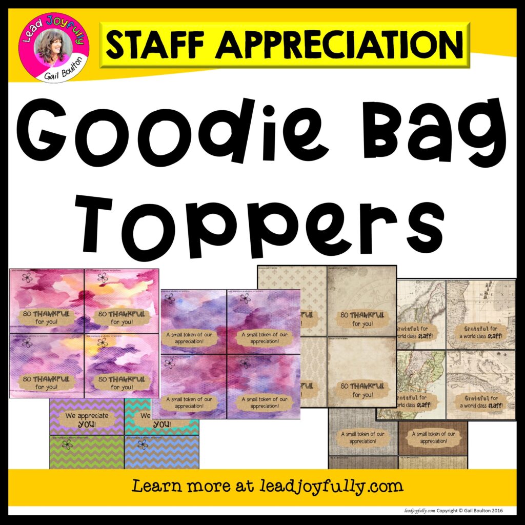 Goody Bag Toppers (Staff Appreciation) | Lead Joyfully