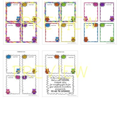 Superhero “Super Student” Editable Stationery with Matching Note Cards ...