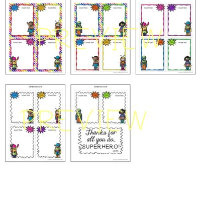 Superhero “Super Teacher” Editable Stationery with Matching Note Cards ...