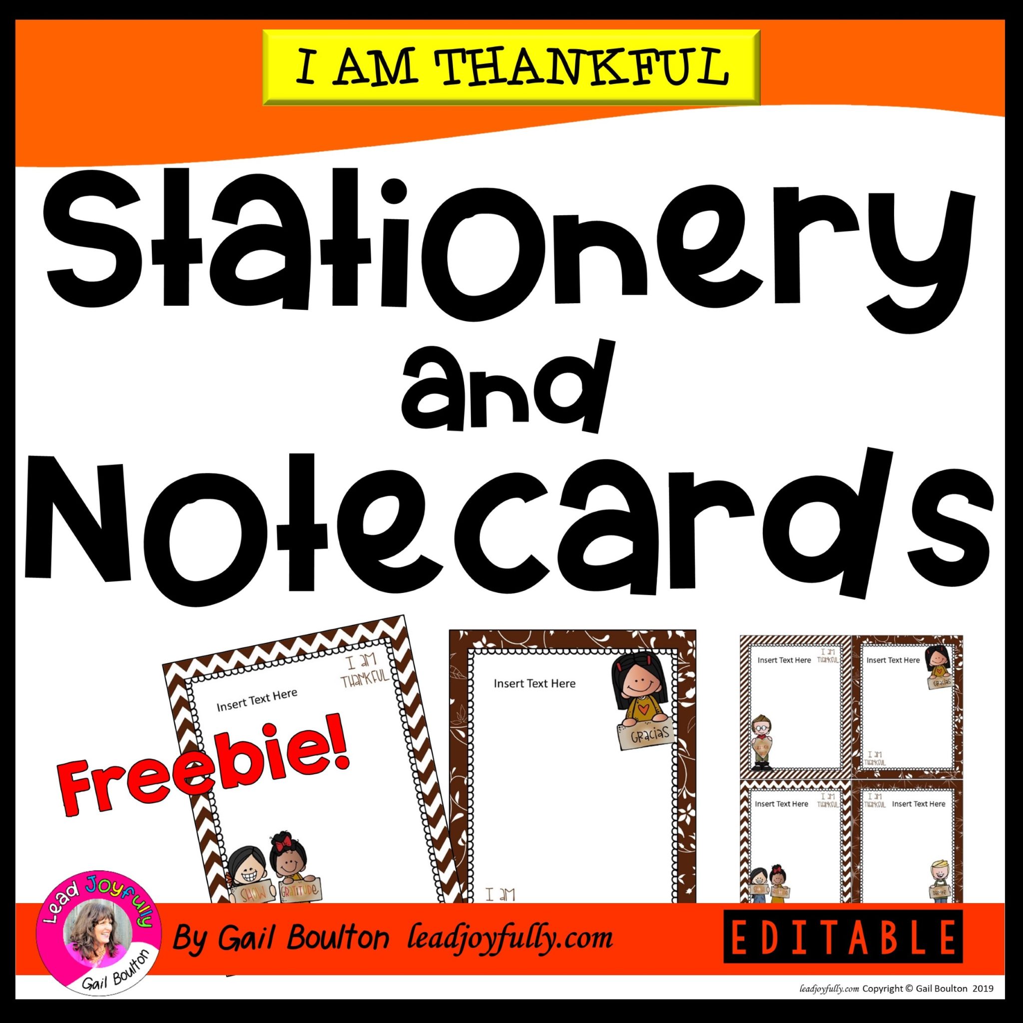 FREE download! “I Am Thankful” EDITABLE Stationery with Matching Note ...