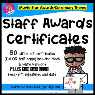 Staff and Teacher Awards (Movie Star/Awards Ceremony Theme) | Lead Joyfully