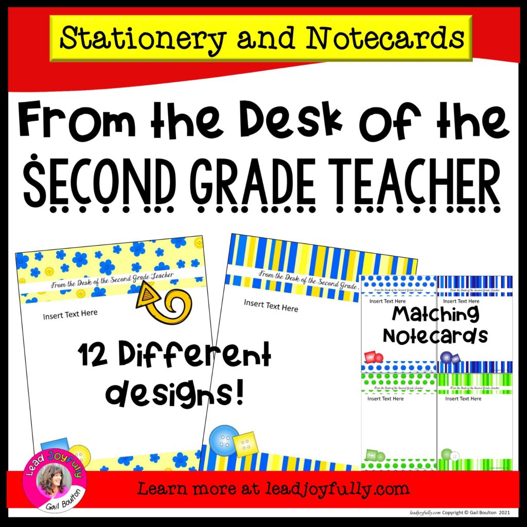 FROM THE DESK OF THE SECOND GRADE TEACHER: Stationery with Matching ...