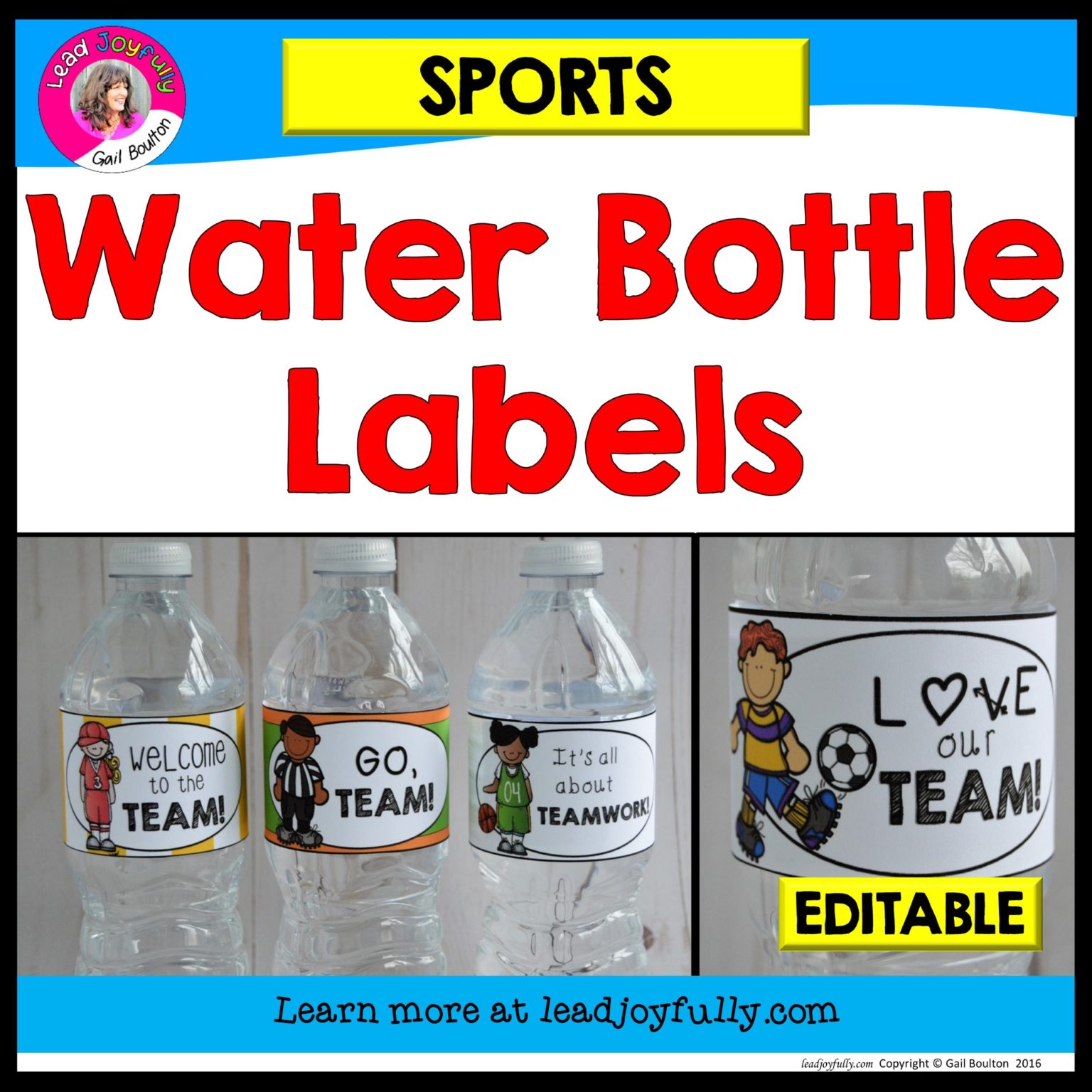 EDITABLE Water Bottle Labels (Sports Theme) | Lead Joyfully