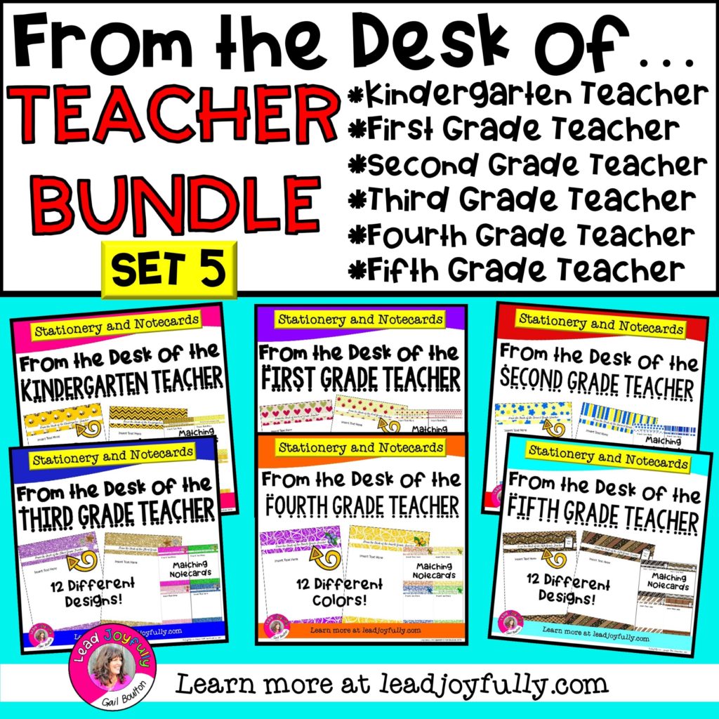 FROM THE DESK OF…TEACHER BUNDLE (Set 5): Stationery with Matching Note ...