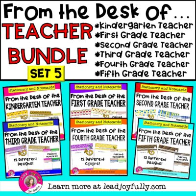 FROM THE DESK OF…TEACHER BUNDLE (Set 5): Stationery with Matching Note ...
