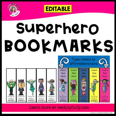 Superhero Editable Bookmarks | Lead Joyfully