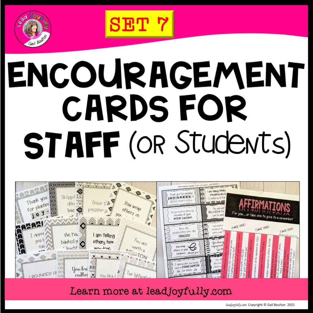 Encouragement Cards for STAFF (or Students!) SET 7 | Lead Joyfully