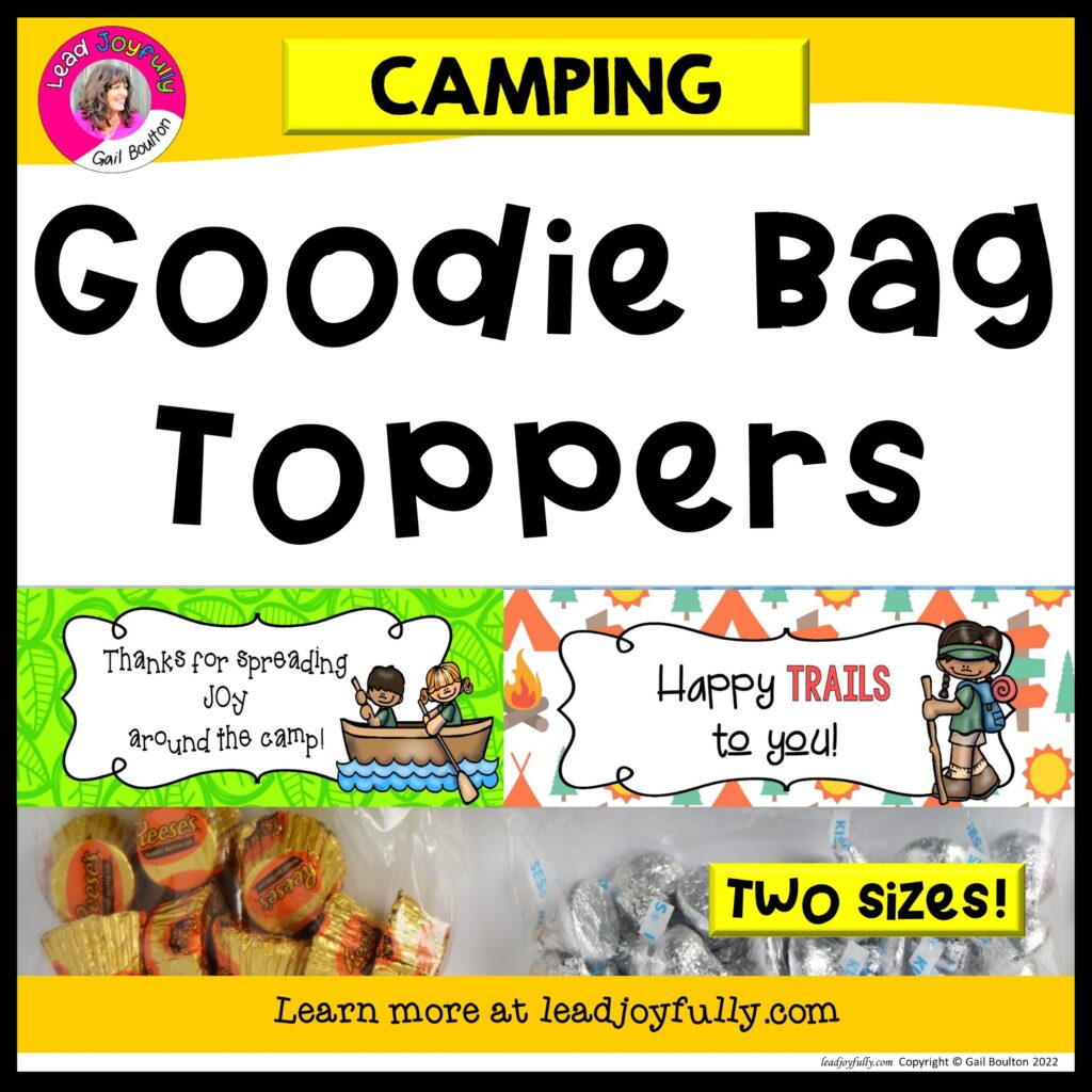 Goodie Bag Topper for Teachers, Staff, or Students (CAMPING Theme ...