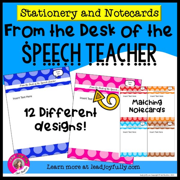 FROM THE DESK OF THE SPEECH TEACHER: Stationery with Matching Note ...