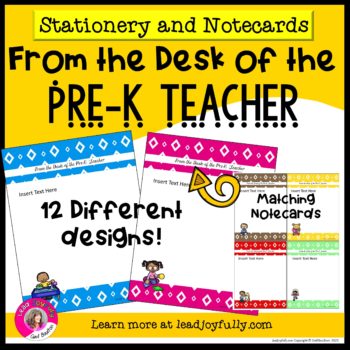FROM THE DESK OF THE PRE-K TEACHER: Stationery with Matching Note Cards ...