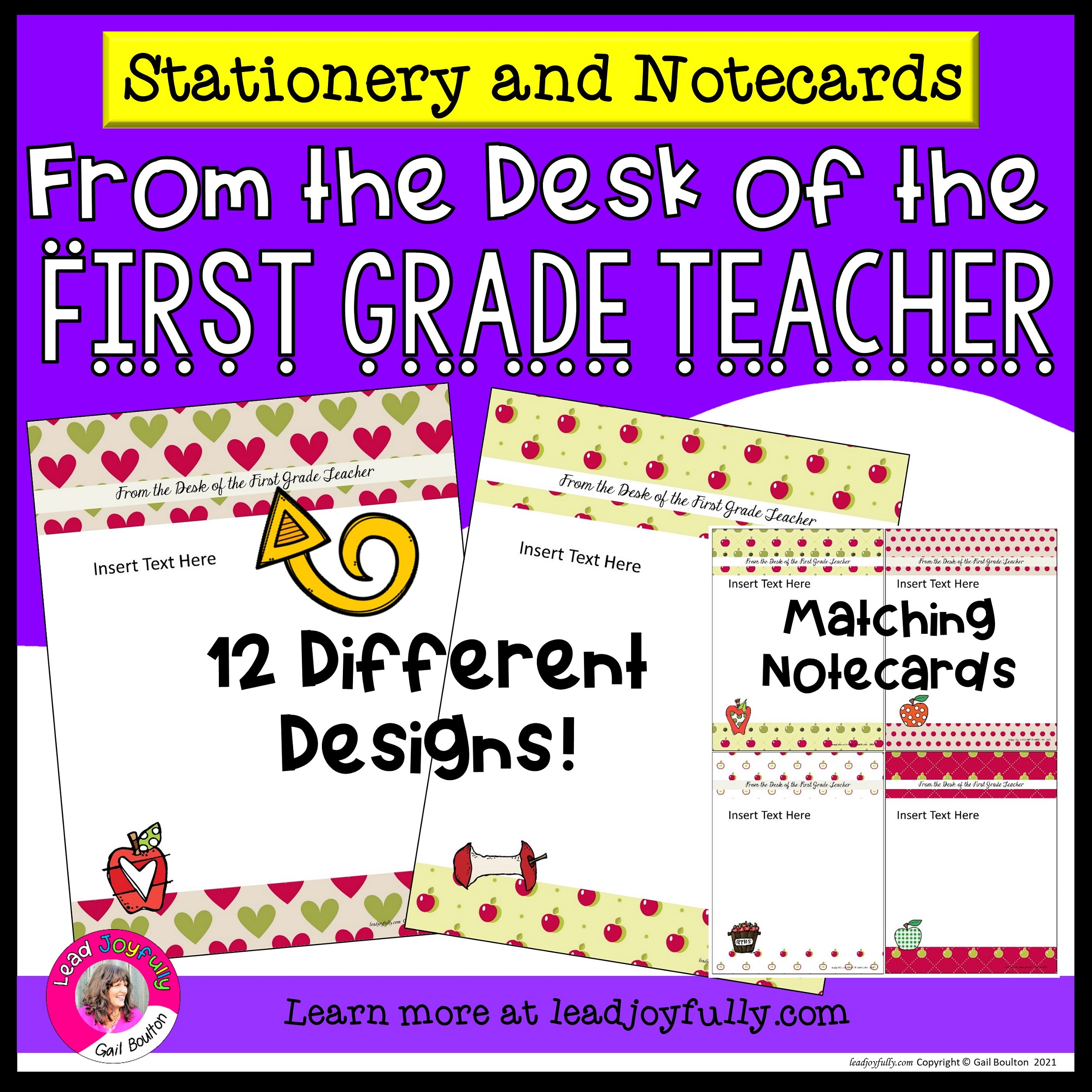 FROM THE DESK OF THE FIRST GRADE TEACHER: Stationery with Matching Note ...