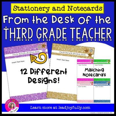FROM THE DESK OF THE THIRD GRADE TEACHER: Stationery with Matching Note ...
