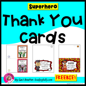 FREE download! 4 Superhero Thank You Cards