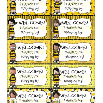 Visitor Welcome Cards for Principals or Teachers- (BEE Theme) | Lead ...