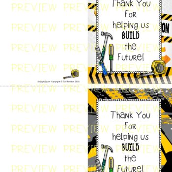 Thank You Cards (Construction Theme) for Staff or Students | Lead Joyfully
