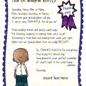 National Grandparents Day: Thank You Letter/Poem (From Principal or ...